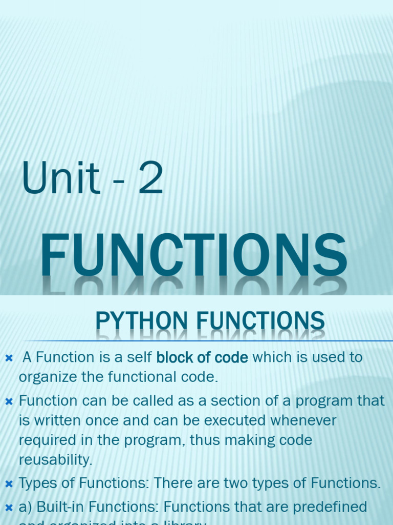 Python Unit -2 Functions, Exception and FILES -2025 | PDF | Parameter ...