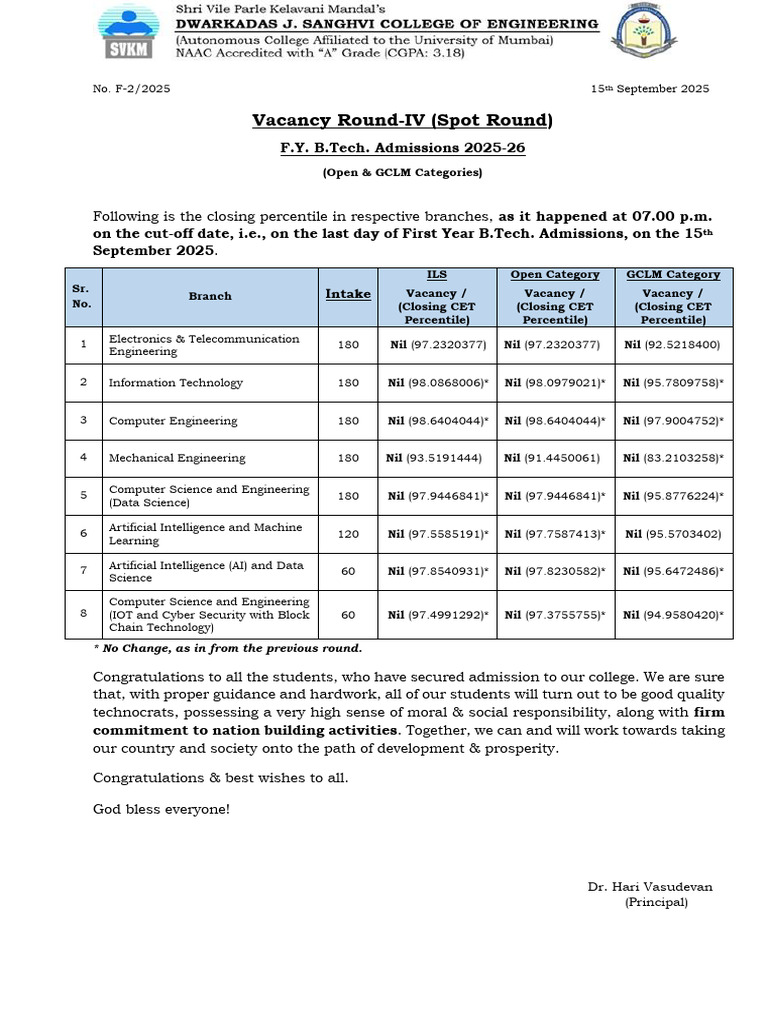 Final Seat Position - Admissions 2025-26 | PDF | Cognitive Science ...