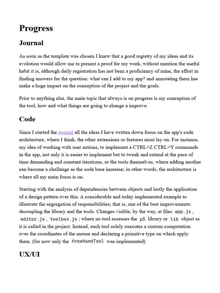 App Development Progress Journal | PDF