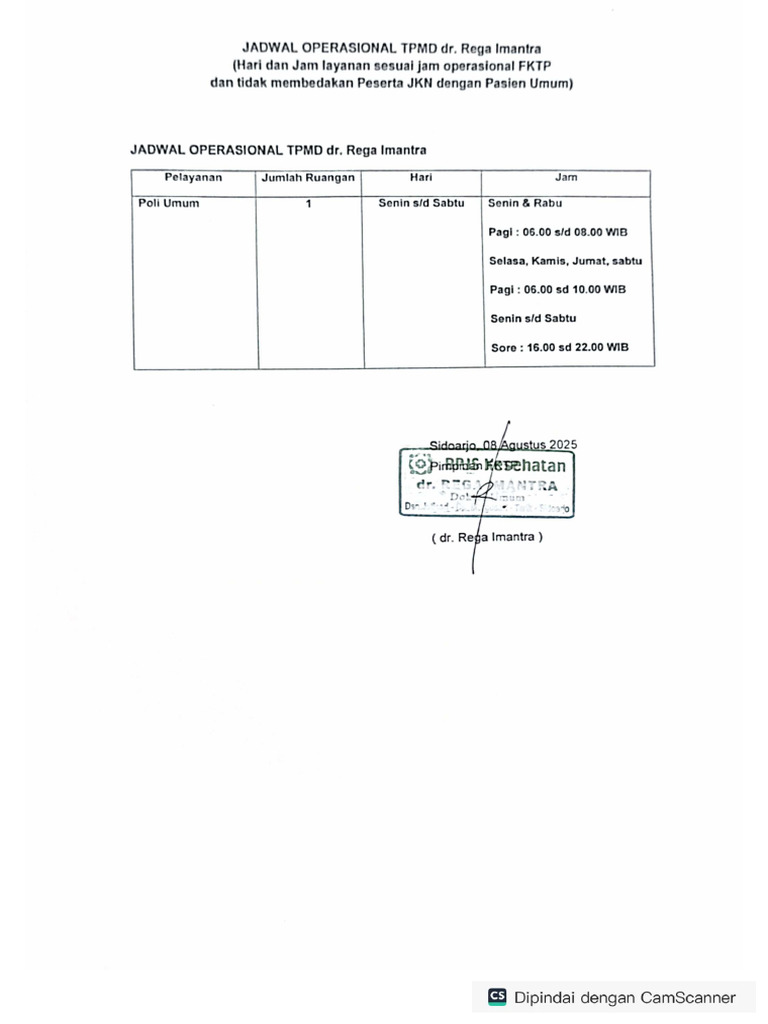 Jadwal Operasional | PDF