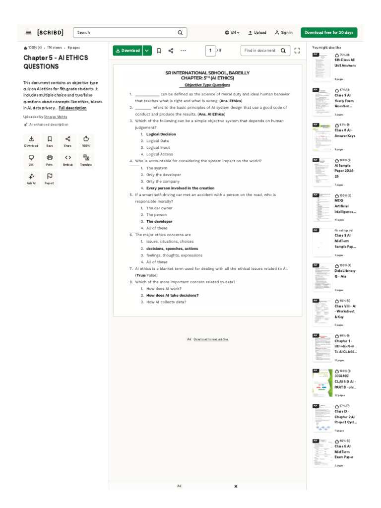 WWW Scribd Com Document 628426246 Chapter 5 AI ETHICS QUESTIONS | PDF ...