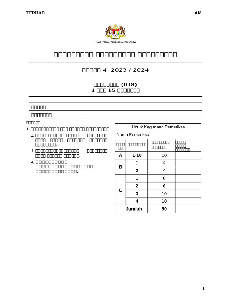 Ppsa Tahun 4 Set 1 2023 | PDF