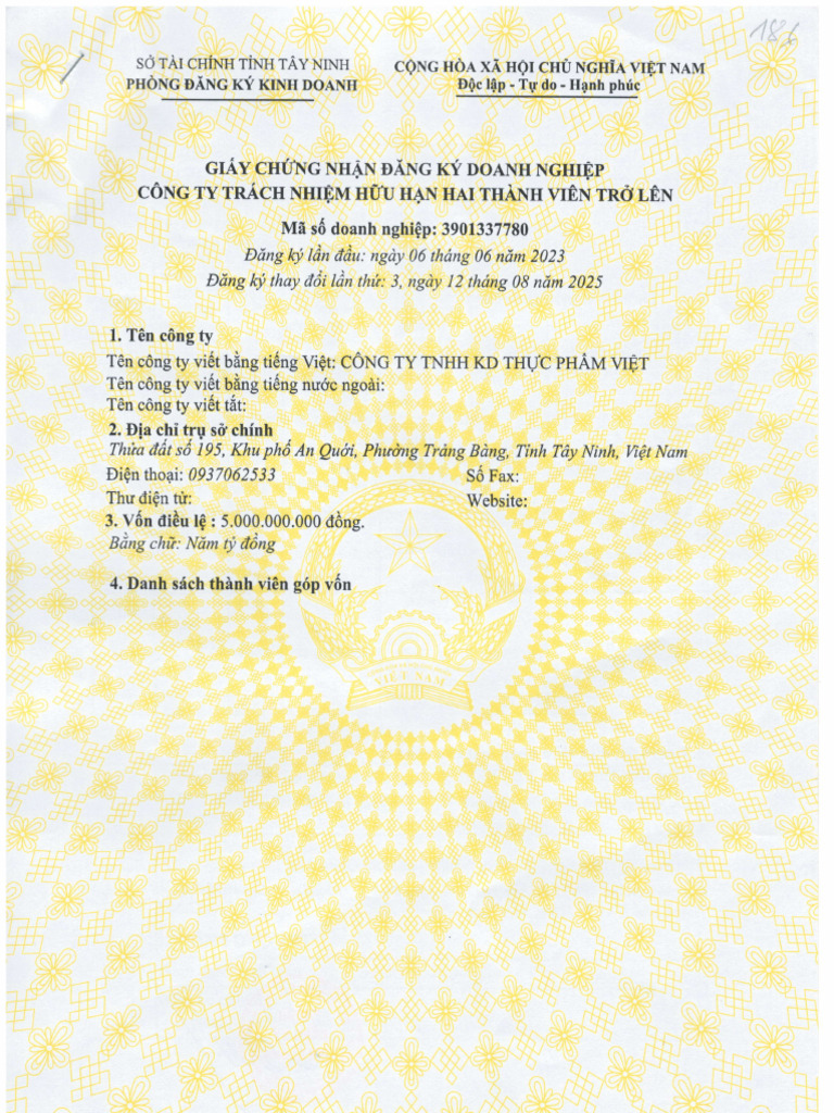 Tpv- Giấy chứng nhận DKDN - Trụ Sở lần 3 | PDF