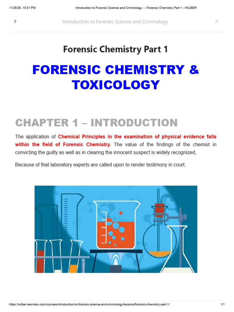 Introduction To Forensic Science and Criminology Forensic Chemistry ...