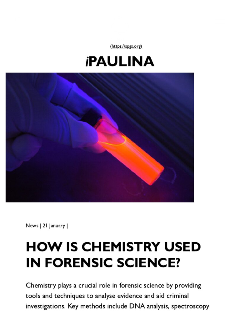 Chemistry in Forensic Science Explained | PDF | Dna Profiling ...