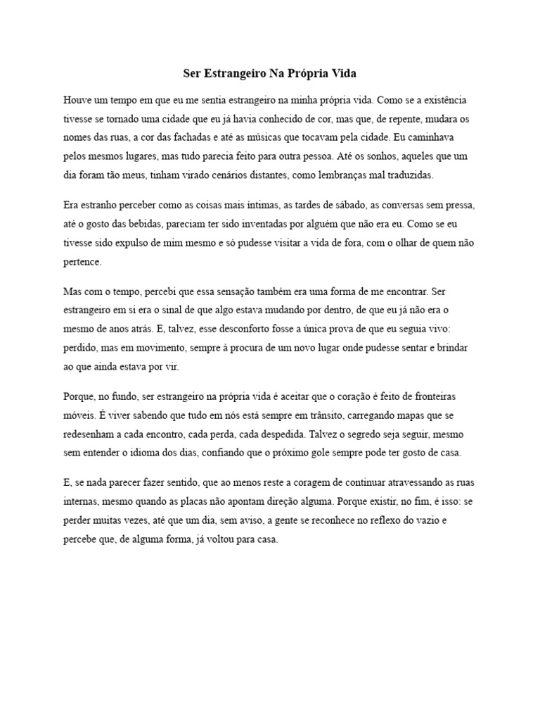 Estrangeiro na Própria Vida: Reflexões | PDF