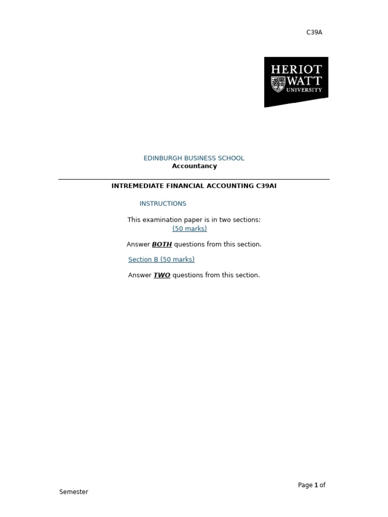Intermediate Financial Accounting Exam Guide | PDF | Intangible Asset ...