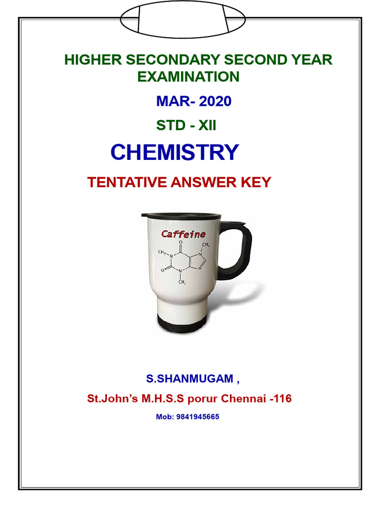 Chemistry XII Exam 2020 Answer Key | PDF | Silicon | Ion