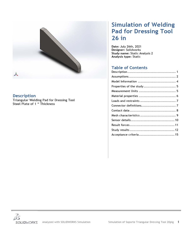 Welding Pad Dressing Tool 26plg-Static Analysis-1 | PDF | Strength Of ...