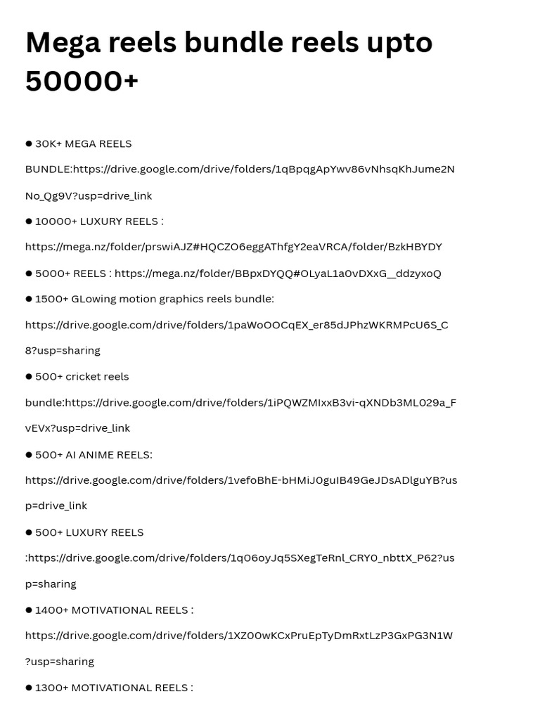 Mega Reels Bundle Collection Links | PDF