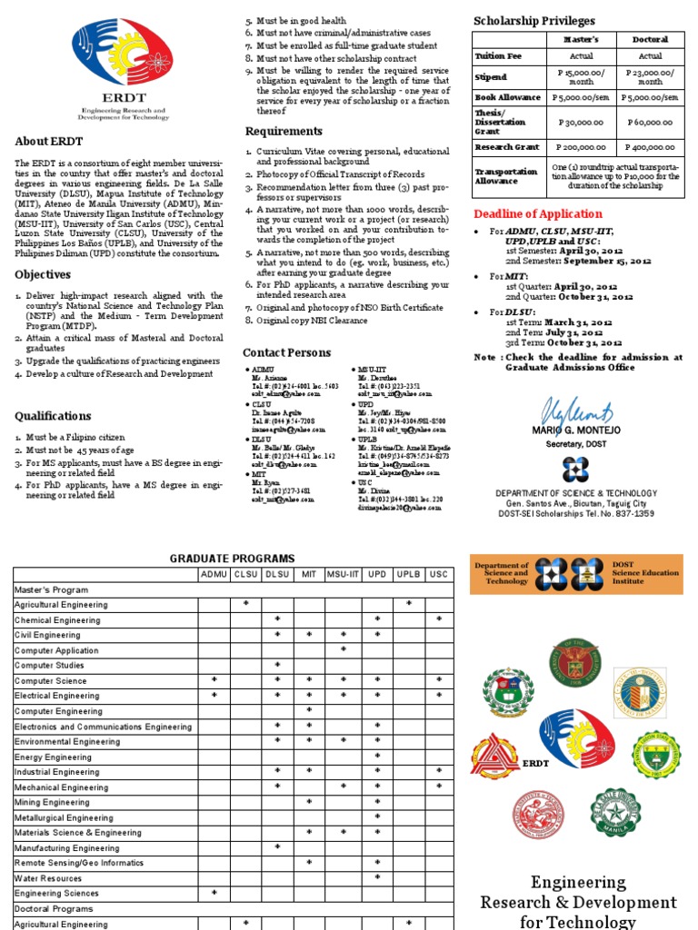 ERDT Brochure 2012 | PDF | Doctor Of Philosophy | Engineering