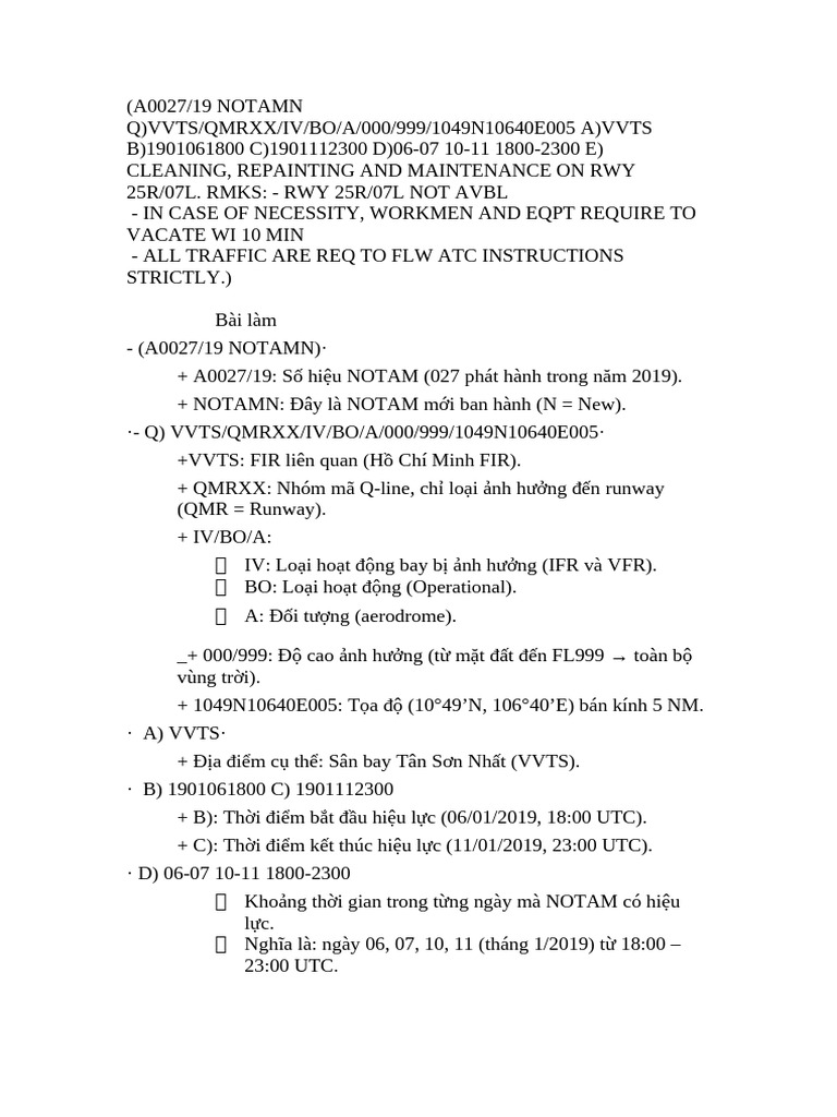 Điện Văn Notam | PDF