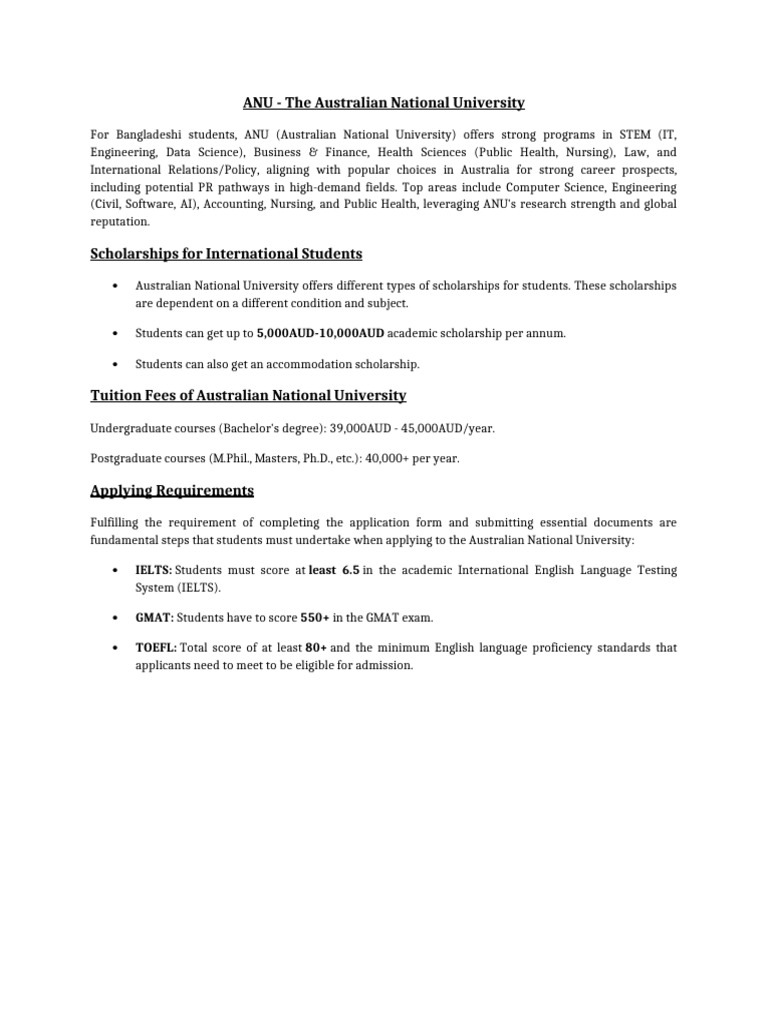 ANU Australian National University | PDF