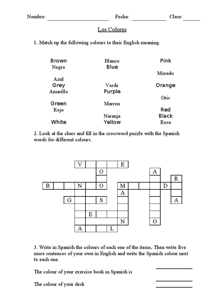 Spanish Color Vocabulary Exercise | PDF | Color | Graphic Design