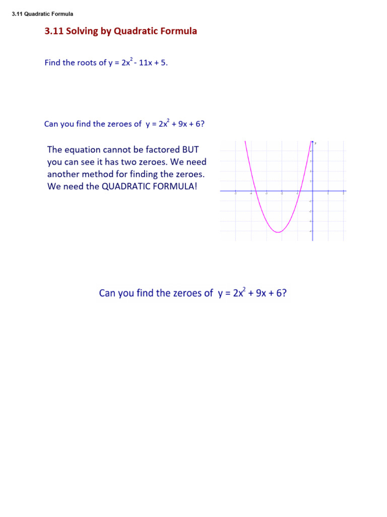 Quadratic Formula for Finding Roots | PDF