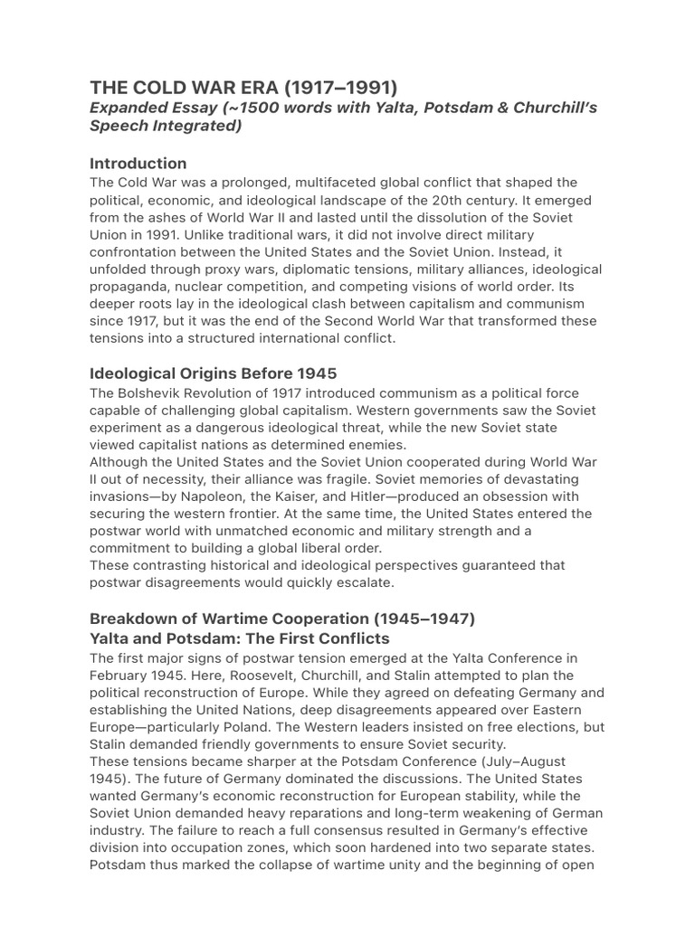 Cold War Overview: Key Events & Ideologies | PDF | Cold War | Soviet Union