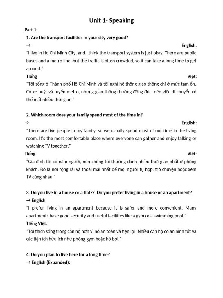 Unit 1 - Speaking EB1+ | PDF