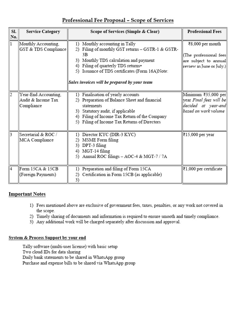 Fees Proposal and Scope of Services | PDF | Government Finances | Payments