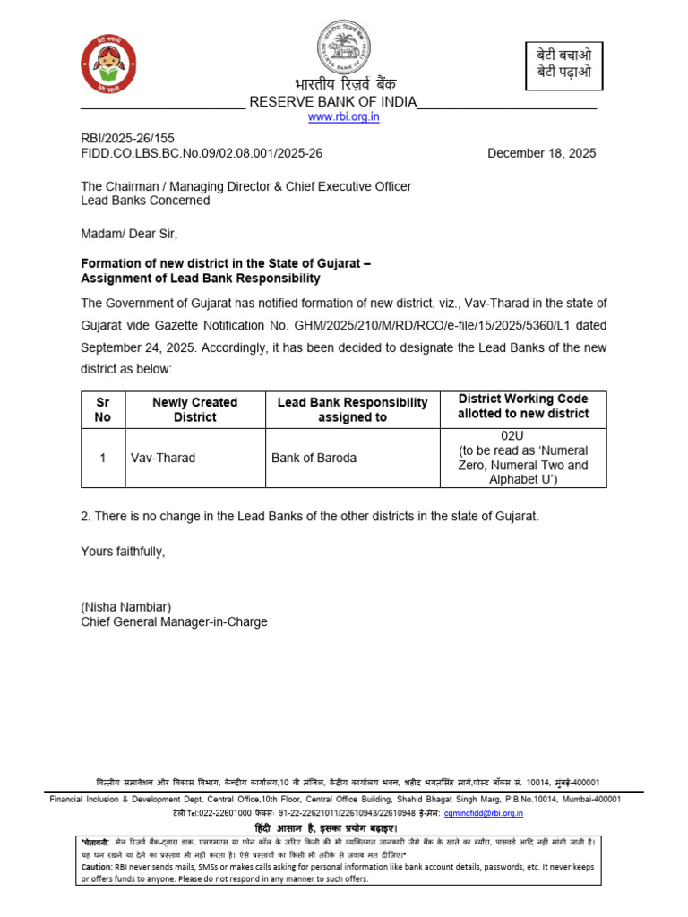 Lead Bank Assignment for Vav-Tharad District | PDF | Banking ...