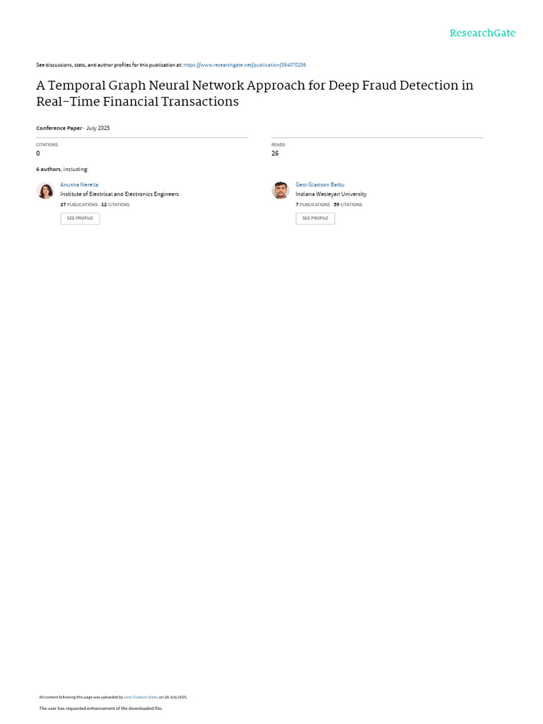 A Temporal GNN For Deep Fraud Detection in Real Time Transactions | PDF ...