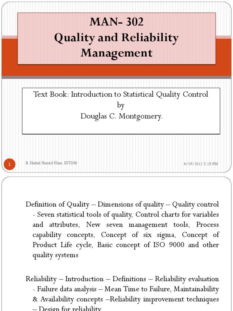 Quality and Reliability Management Overview | PDF | Statistics | Normal ...