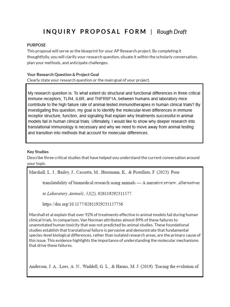 - Rough Draft_ Inquiry Proposal Form | PDF | Conserved Sequence ...