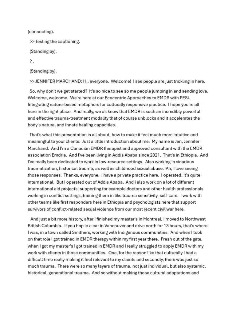 Transcript Ecocentric Approaches Emdr | PDF | Psychological Concepts ...