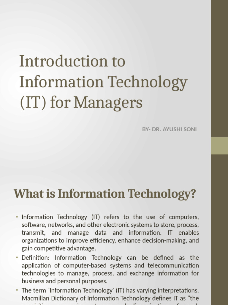 UNIT 1 - Introduction To Information Technology | PDF | Databases ...