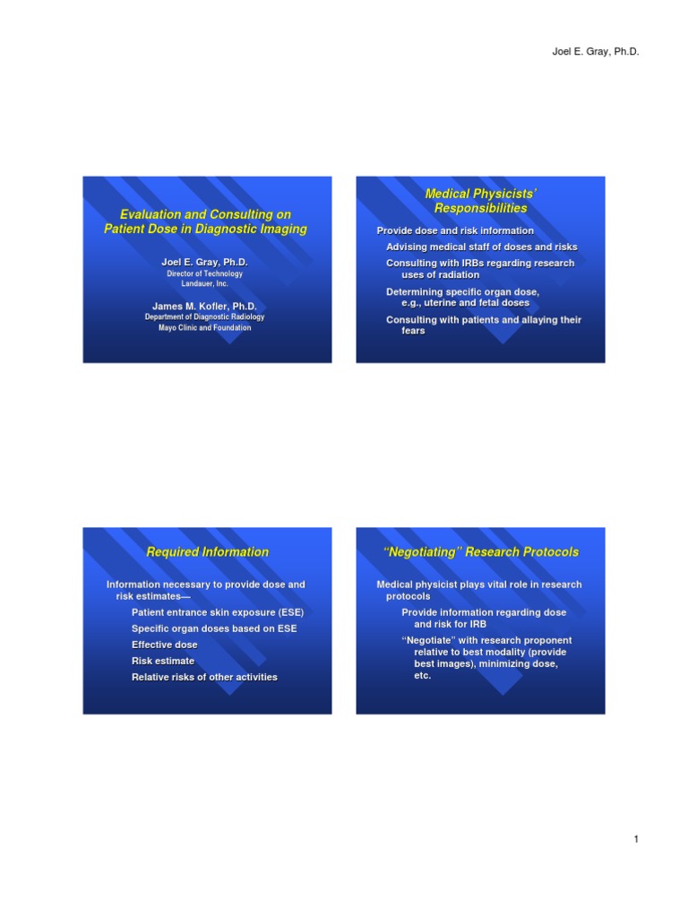Evaluation and Consulting On Patient Dose in Diagnostic Imaging Medical ...