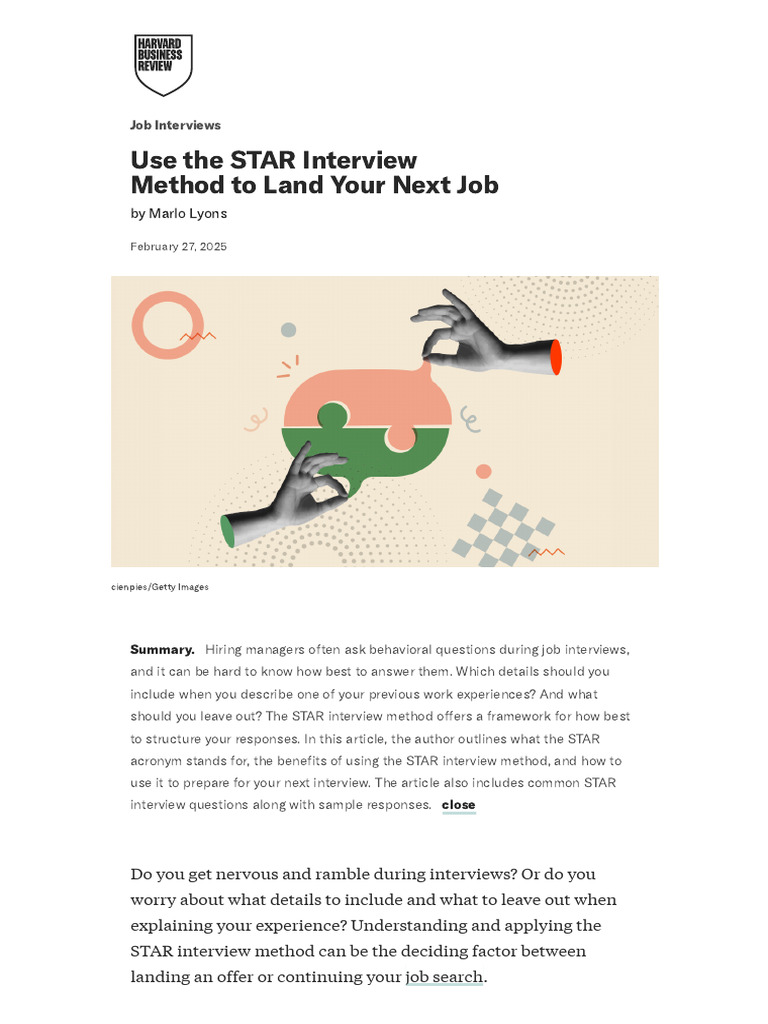 7.use The STAR Interview Method To Land Your Next Job | PDF | Computer ...