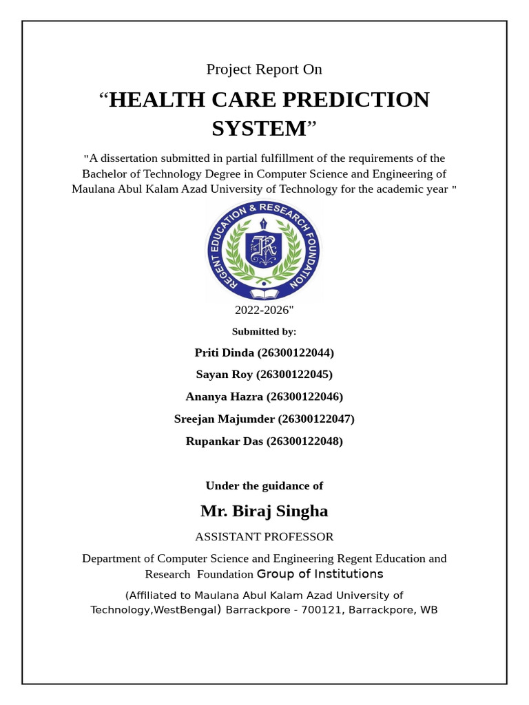 Health Care Prediction System 2 | PDF | Machine Learning | Agile ...
