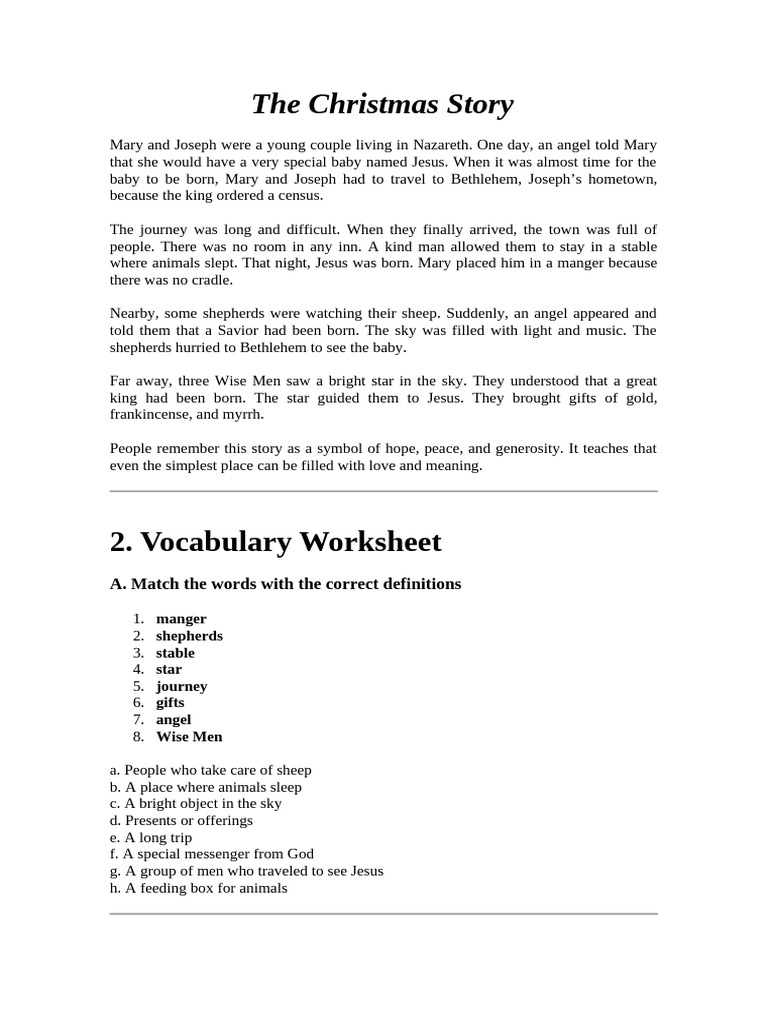 The Christmas Story WORKSHEET | PDF | Nativity Of Jesus | Biblical Magi
