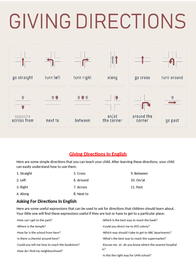 Giving Directions in English | PDF