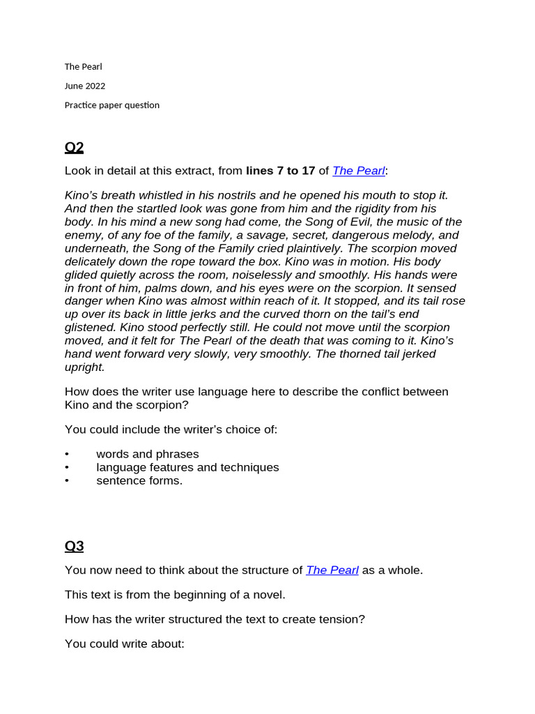 The Pearl Questions | PDF
