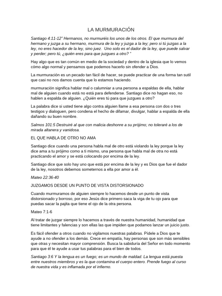 Evita la Murmuración: Consejos Prácticos | PDF