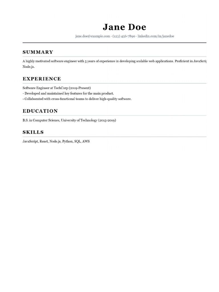 Jane Doe Resume | PDF