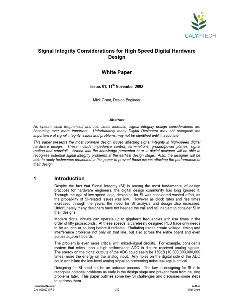 Signal Integrity in High-Speed Design | PDF | Capacitor | Electrical ...