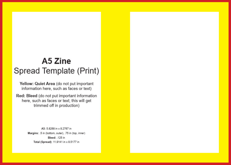 A5 Zine Print Spread Template Guide | PDF