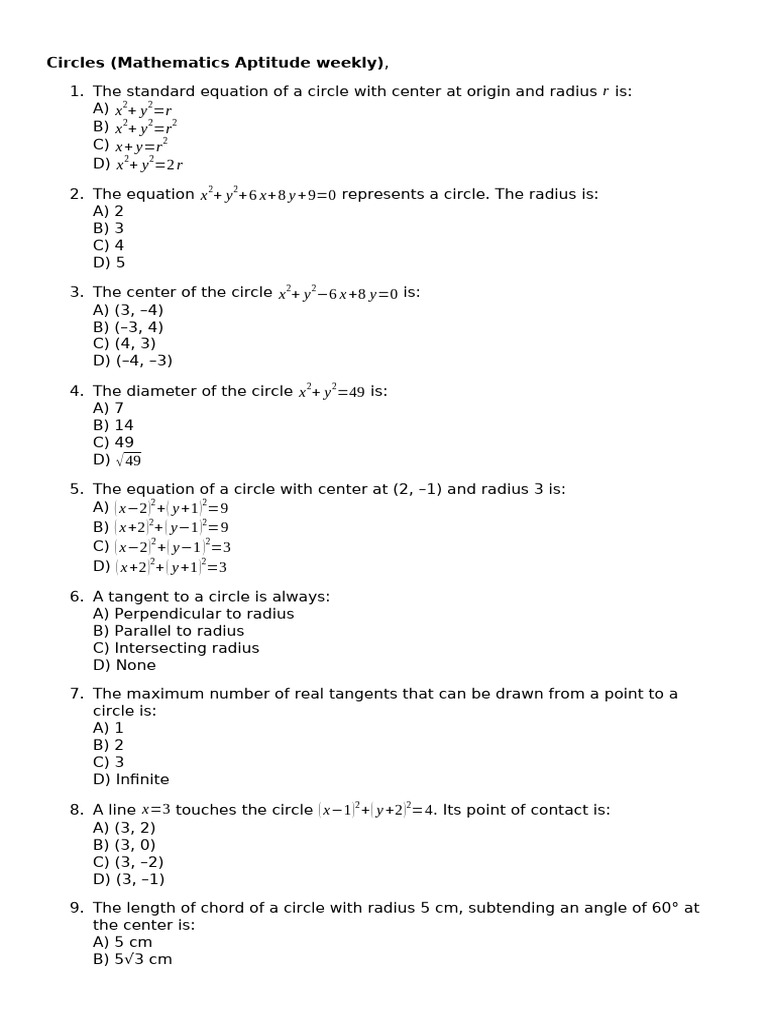 Circle Geometry Questions and Answers | PDF | Circle | Angle