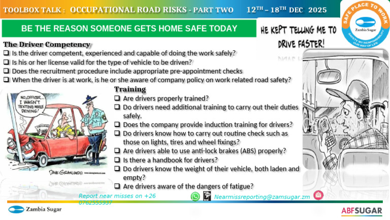 Occupational Road Safety Toolbox Talk | PDF