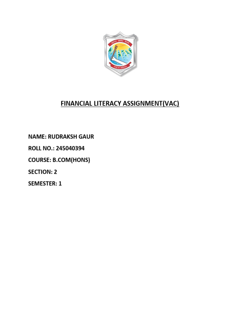 Financial Literacy Assgn | PDF