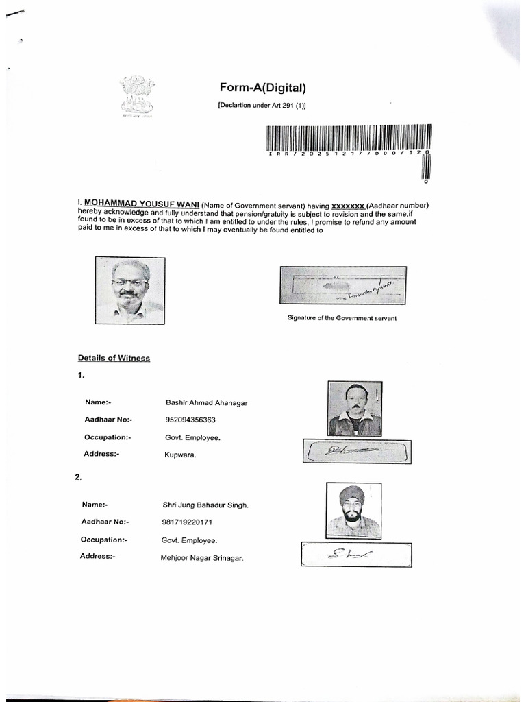 Form - A 291 | PDF