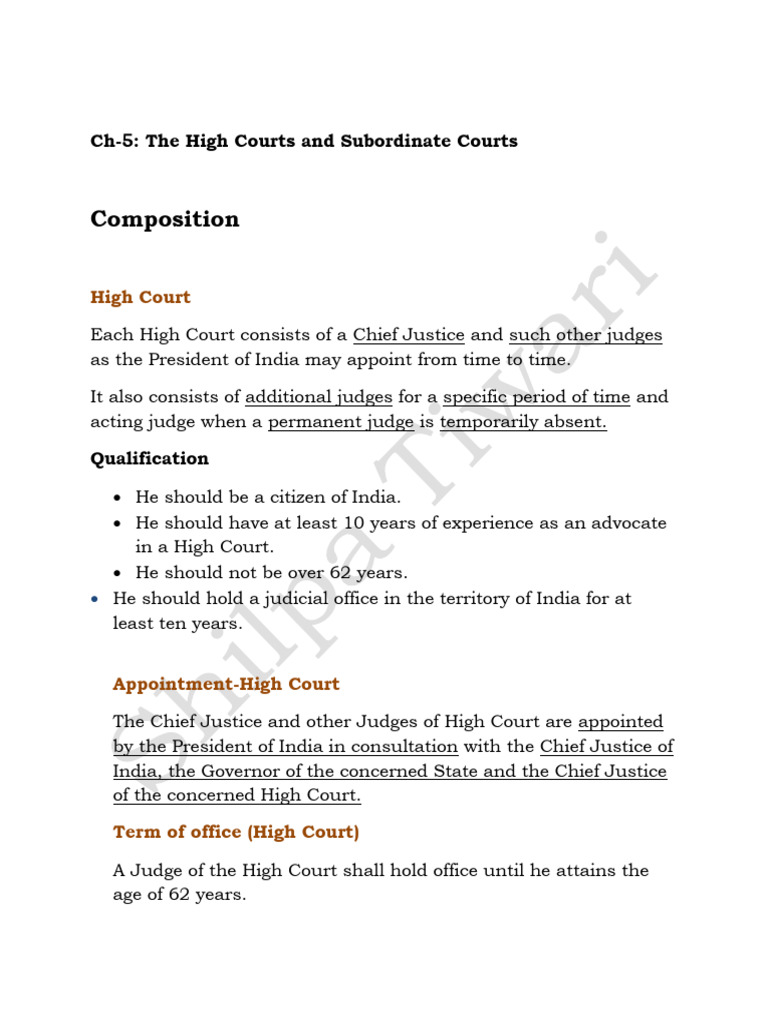 The High Courts and Subordinate Courts | PDF | Jurisdiction ...