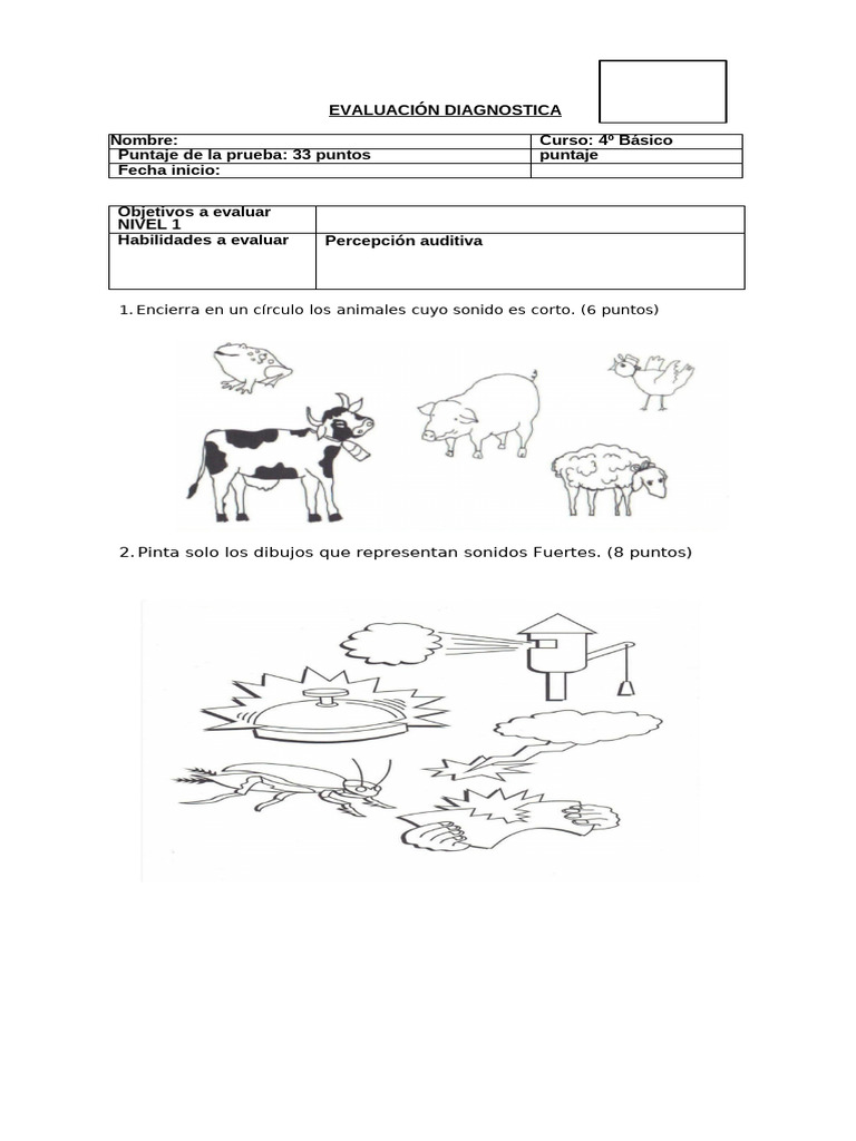 Evaluación Diagnóstica 4º Básico | PDF
