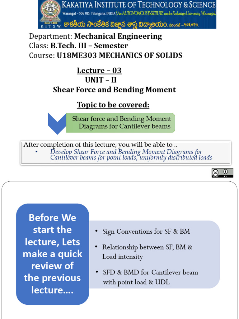 MOS Unit2 Lecture03 SFD-BMD-Cantilevers | PDF