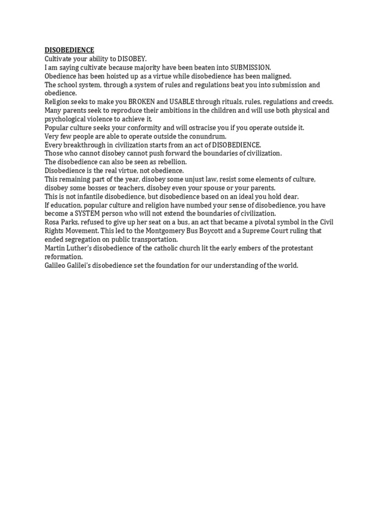 Disobedience | PDF