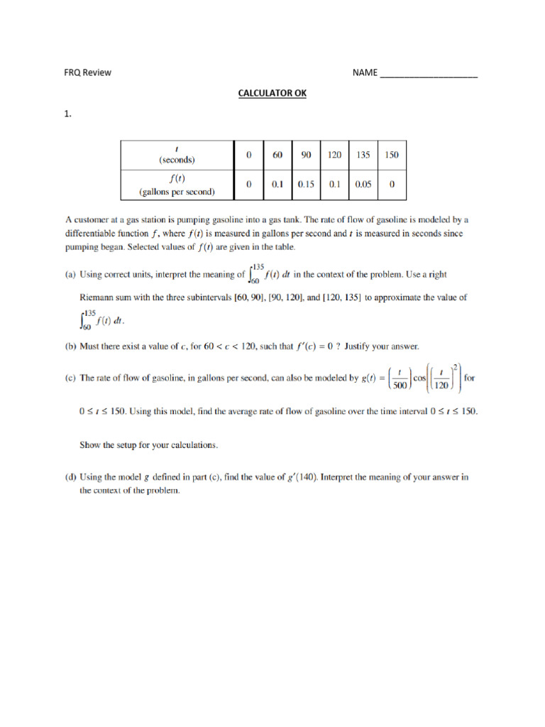 FRQ Review | PDF