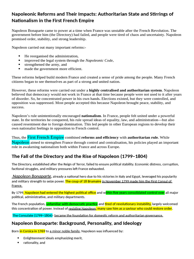 Napoleonic Reforms and Their Impacts[1] | PDF | Napoleon | Nationalism