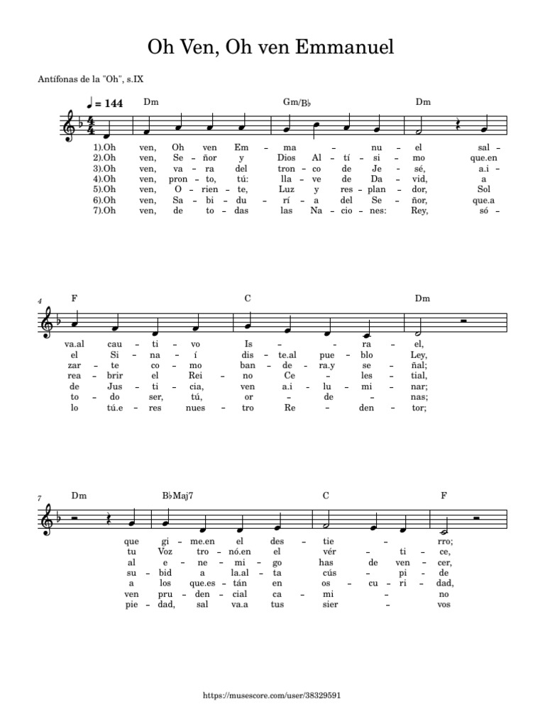 Antífonas "Oh Ven, Oh Ven Emmanuel" | PDF