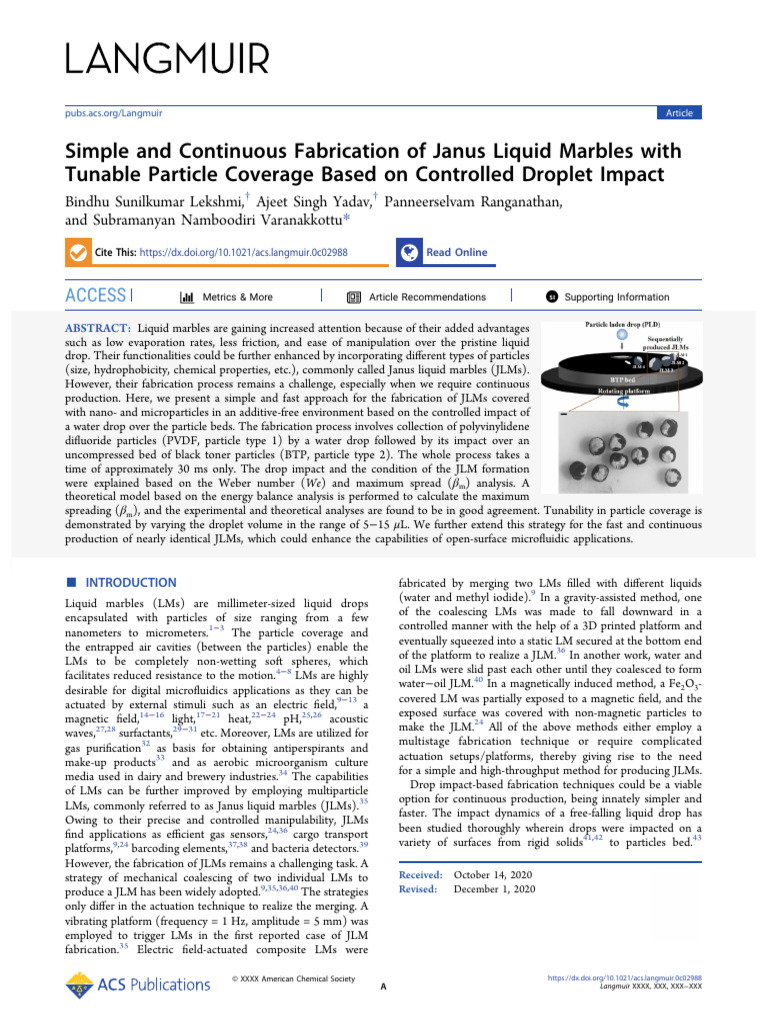 Fabrication of Janus Liquid Marbles | PDF | Drop (Liquid) | Microfluidics